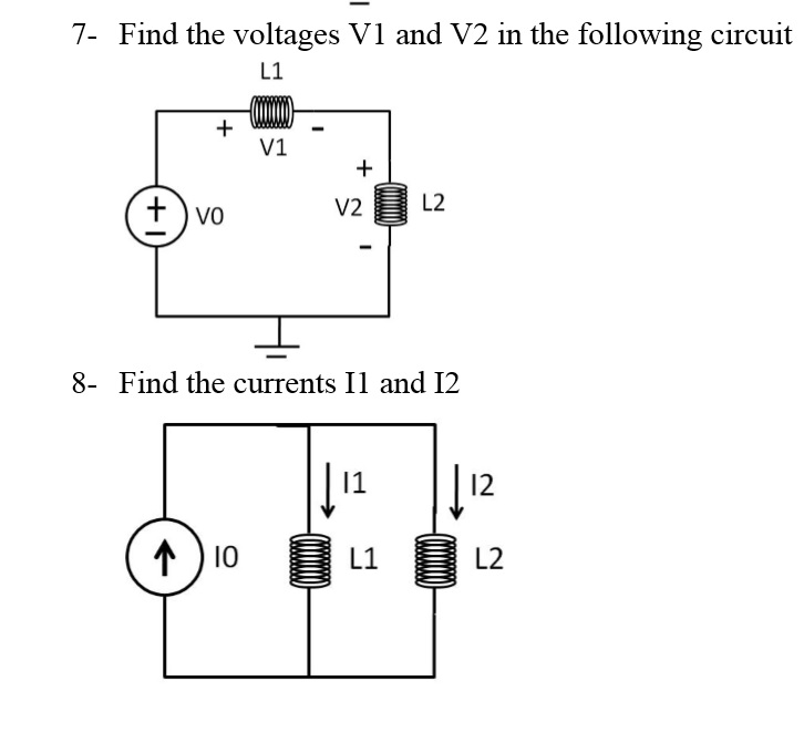 Solved 7.Find the voltages V1 and V2 in the following | Chegg.com