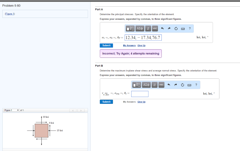 Solved Determine the principal stresses Specify the | Chegg.com