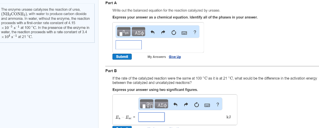 Solved The enzyme urease catalyzes the reaction of urea | Chegg.com