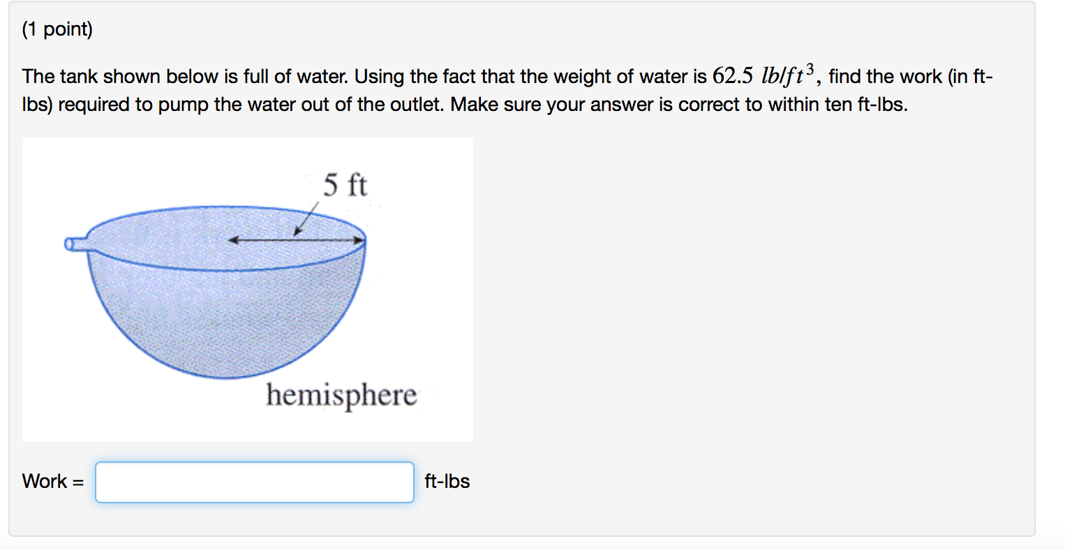 Solved The tank shown below is full of water. Using the fact | Chegg.com