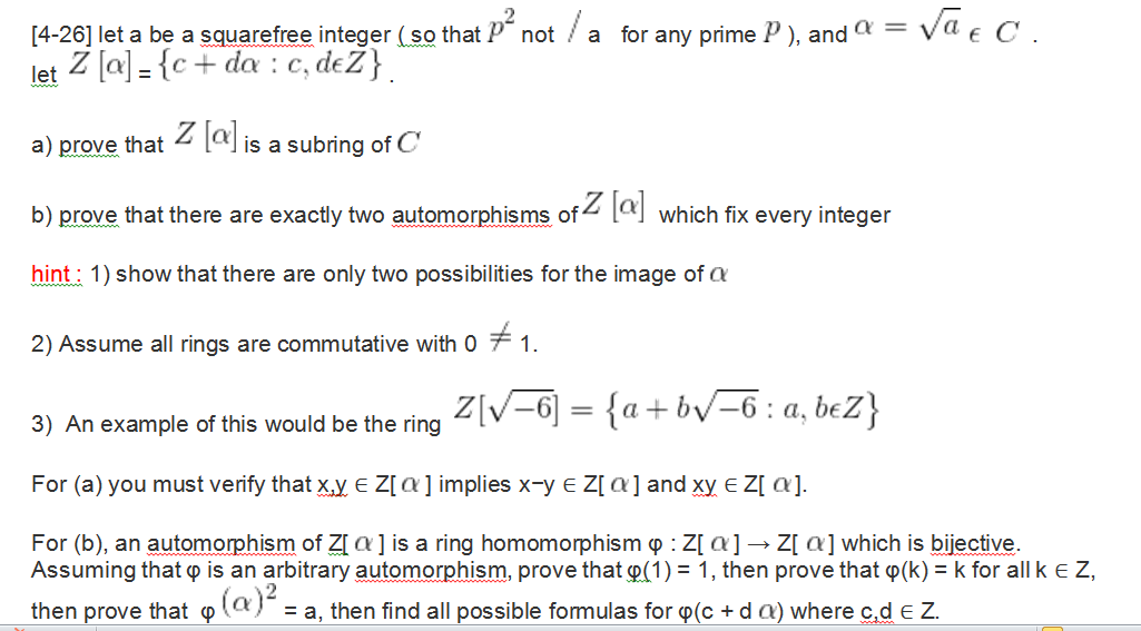 Solved let a be a squarefree integer (so that P2 not / a for | Chegg.com