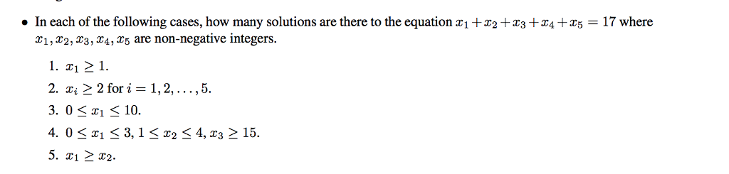 Solved . In each of the following cases, how many solutions | Chegg.com