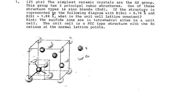 Solved 1. (25 pts) The simplest ceramic crystals are the AX | Chegg.com