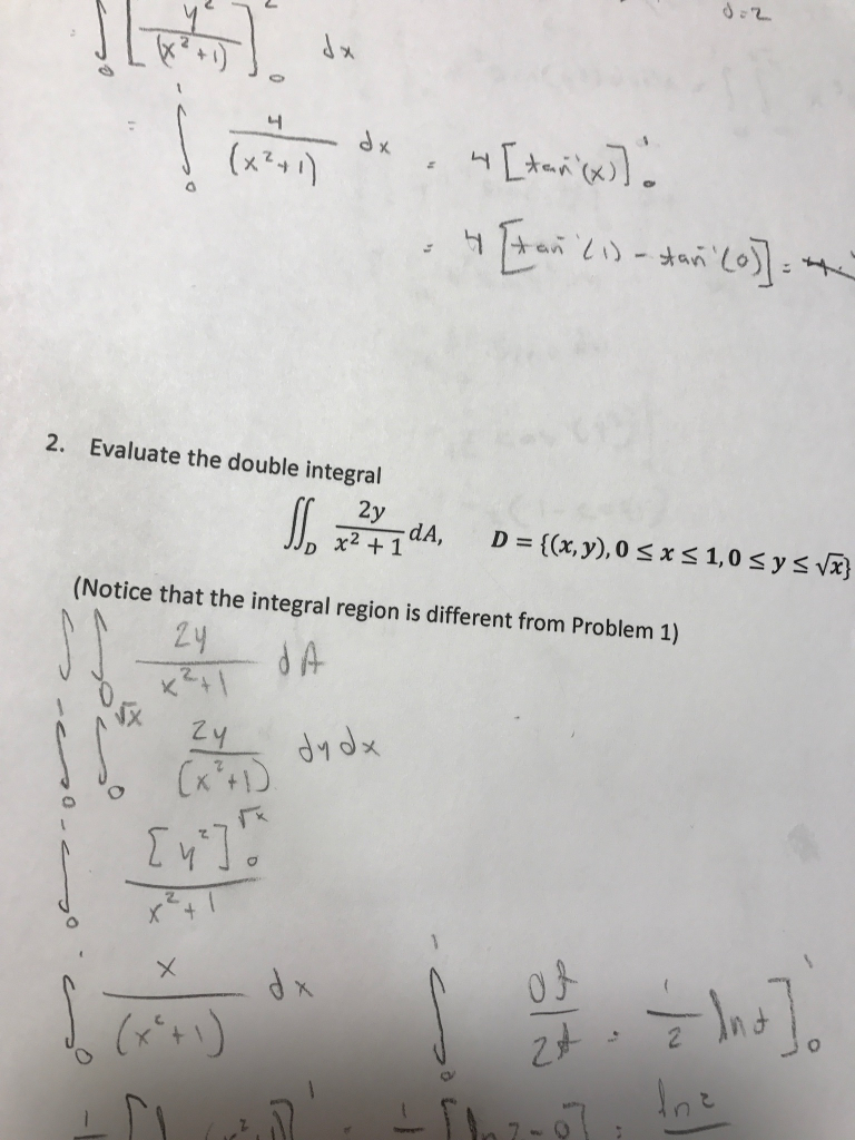 Solved 니 2. Evaluate the double integral (Notice that the | Chegg.com