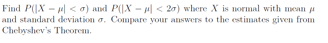 Find P(|X - mu|