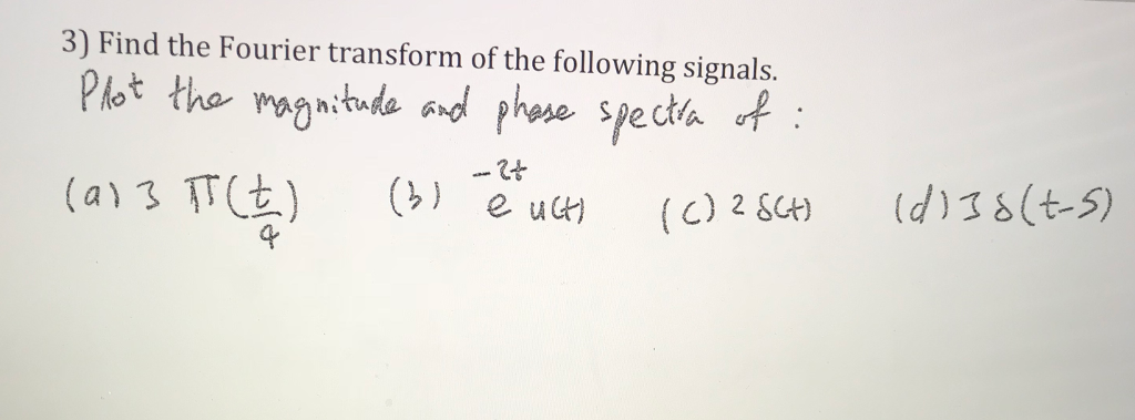 Solved 3) Find the Fourier transform of the following | Chegg.com