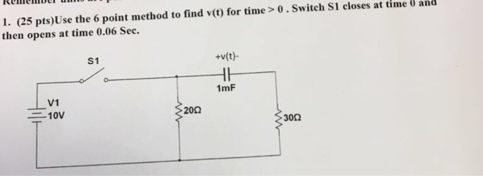 Solved Use the 6 point method to find v(t) for time > 0. | Chegg.com