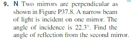 Solved 9. N Two mirrors are perpendicular as shown in Figure | Chegg.com