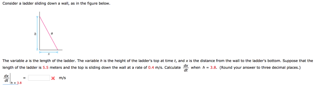 Solved Consider a ladder sliding down a wall, as in the | Chegg.com