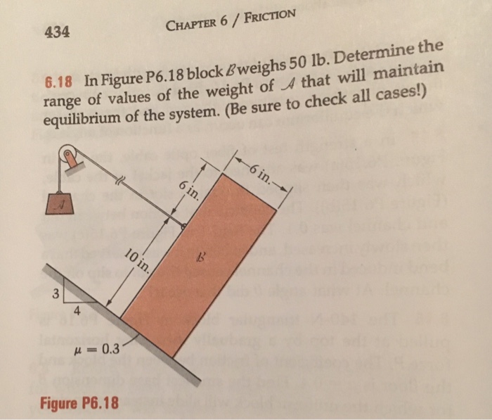 Solved In Figure P6.18 block B weighs 50 lb. Determine the | Chegg.com