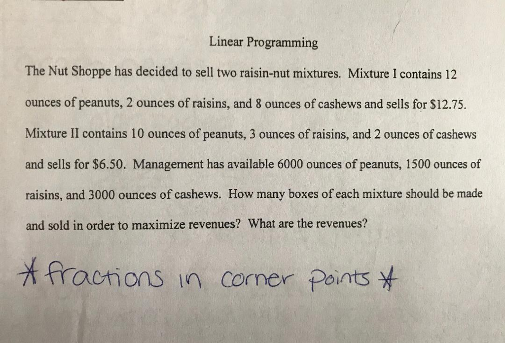 Solved Linear Programming The Nut Shoppe has decided to sell | Chegg.com