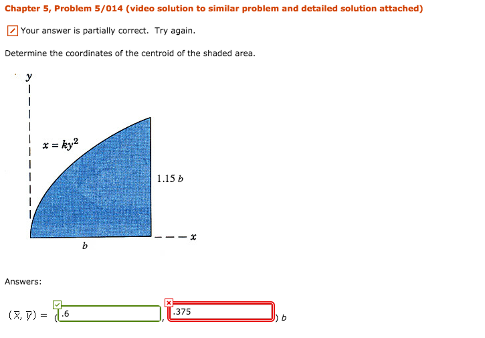 Solved Determine The Coordinates Of The Centroid Of The