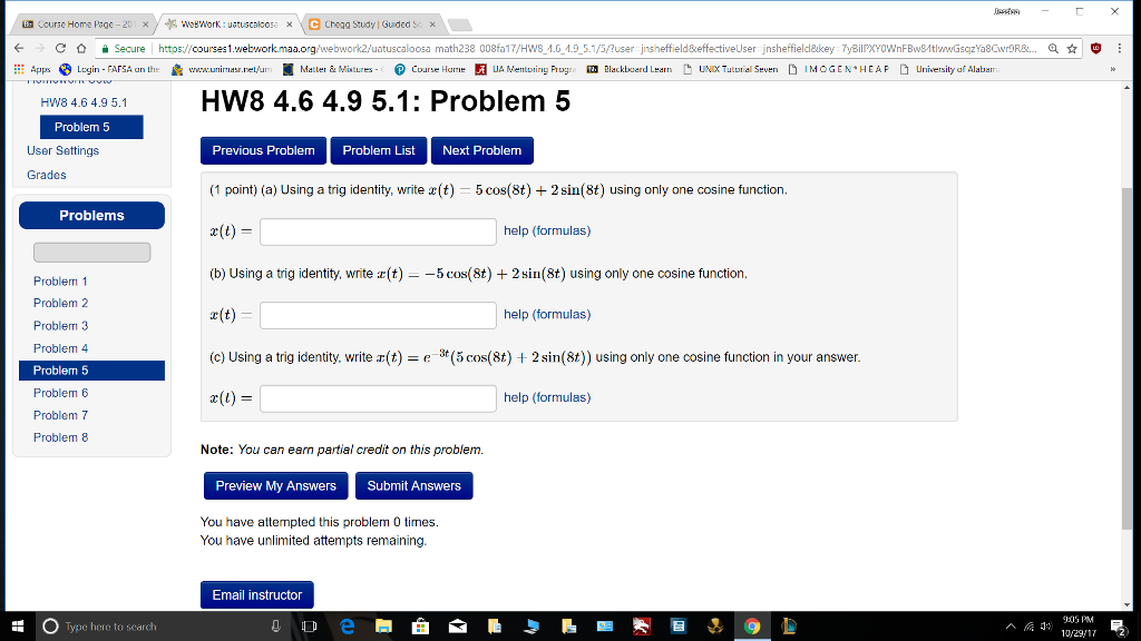 Solved Course Home Page-20 y謬WeBWorK : uatuscaloos.; \ e | Chegg.com