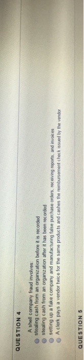 Solved A shell company fraud involves: stealing cash from an | Chegg.com