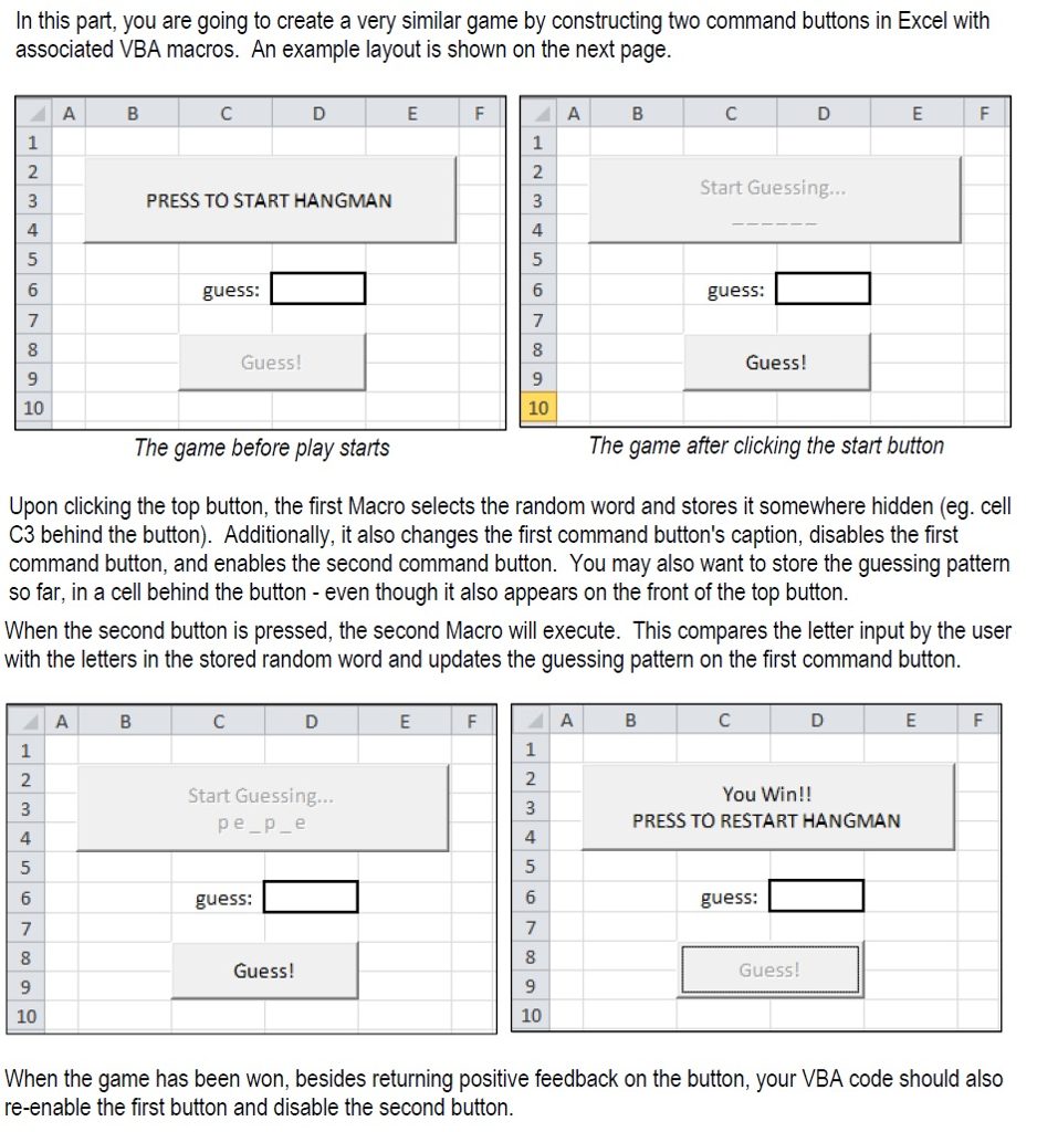 Solved I Am Trying To Create An Excel Interface Hangman Code