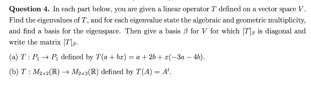 Solved Question 4. In each part below, you are given a | Chegg.com