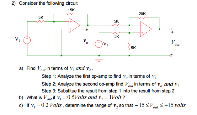 Solved 2) Consider the following Circuit a) Find Vout in | Chegg.com