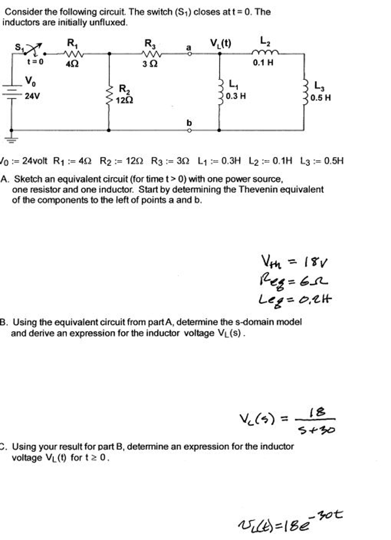 Solved Consider the following circuit. The switch (S_1) | Chegg.com