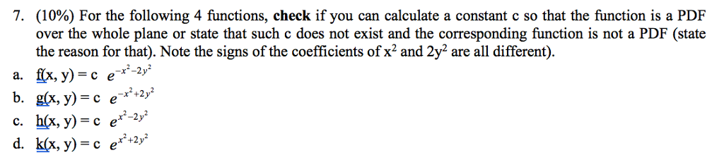 Solved For the following 4 functions, check if you can | Chegg.com