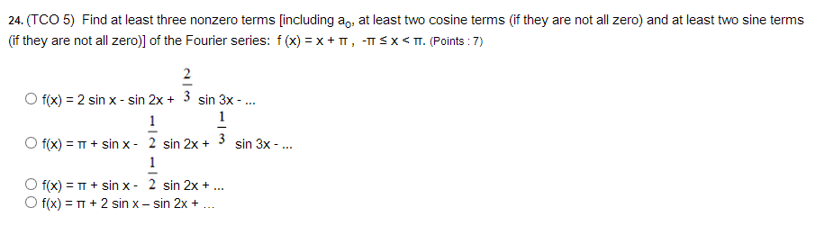 Solved (TCO 5) Find at least three nonzero terms [including | Chegg.com