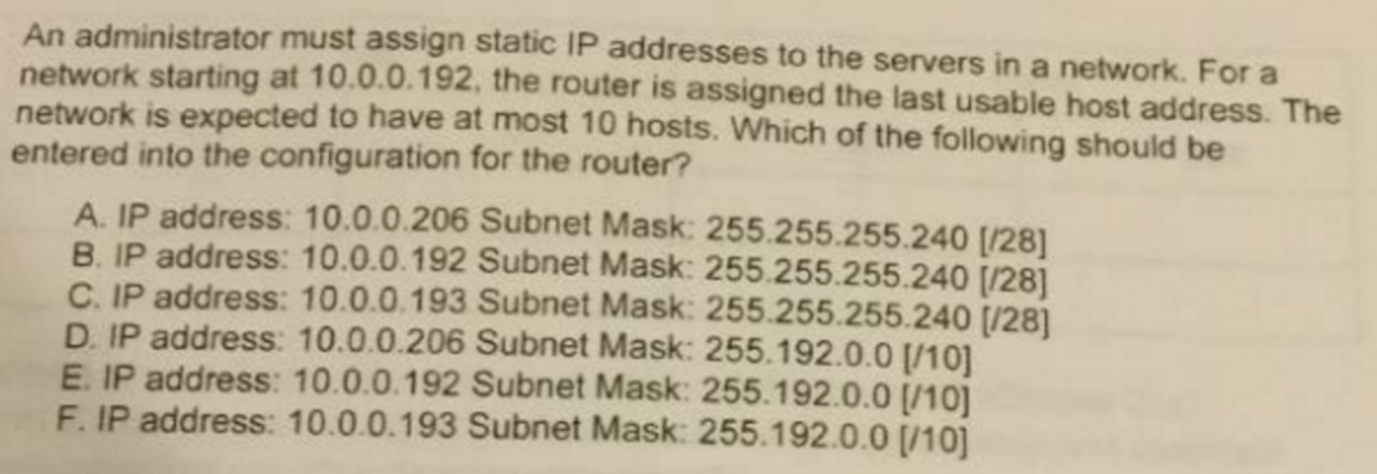 Solved An administrator must assign static IP addresses to | Chegg.com