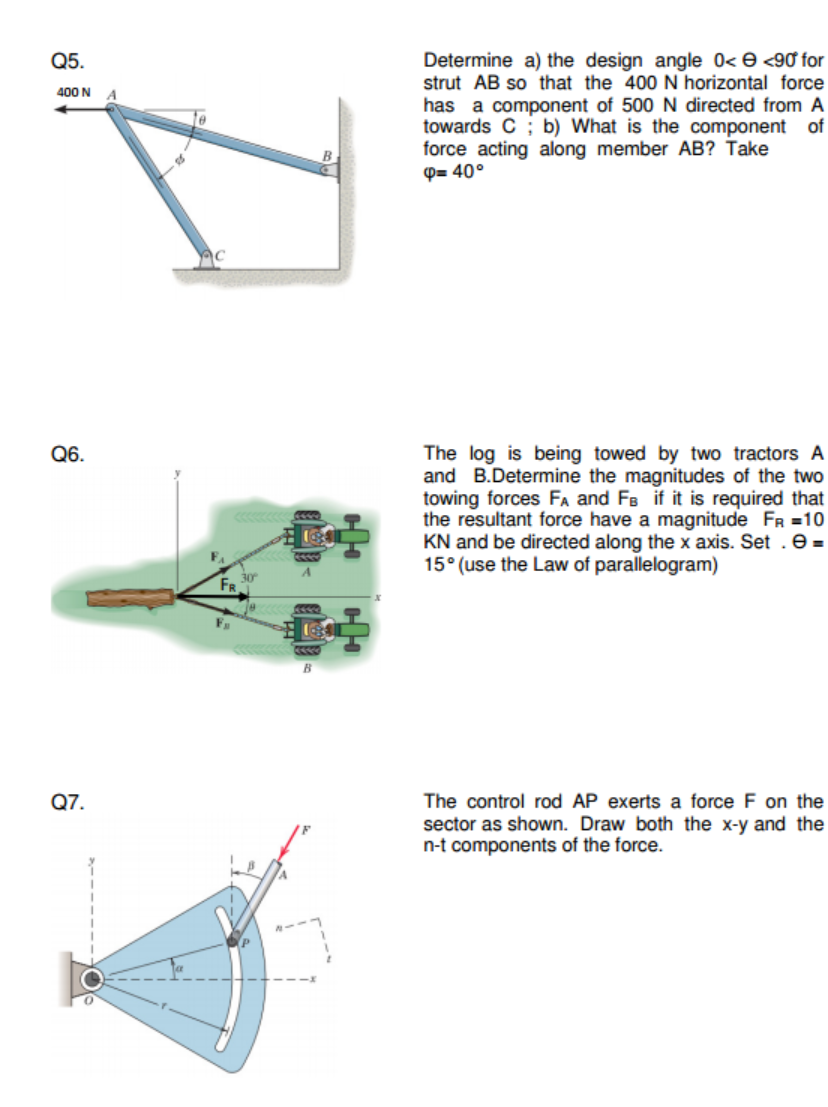 Solved Q5. Determine a) the design angle for strut AB so | Chegg.com
