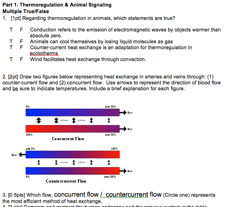 Solved Thermoregulation & Animal Signaling Regarding | Chegg.com