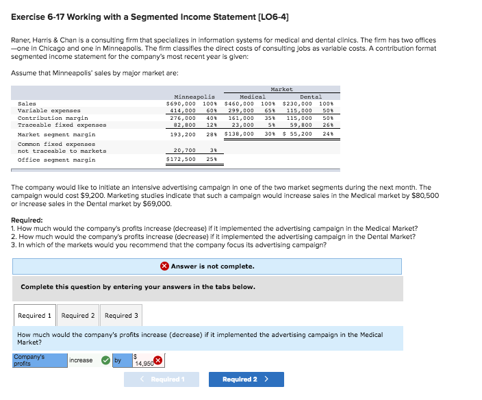 Solved Exercise 6-17 Working with a Segmented Income | Chegg.com