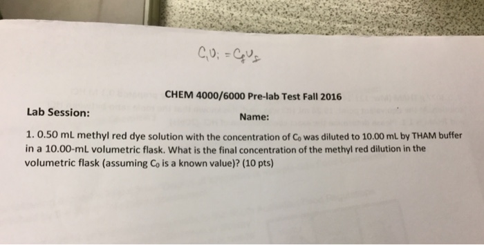 Solved 0.50 mL methyl red dye solution with the | Chegg.com