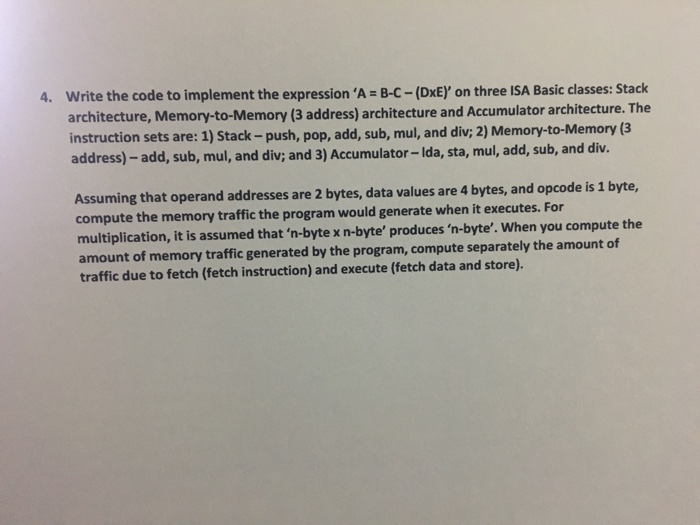 Solved 4. write the code to implement the expression 'A | Chegg.com