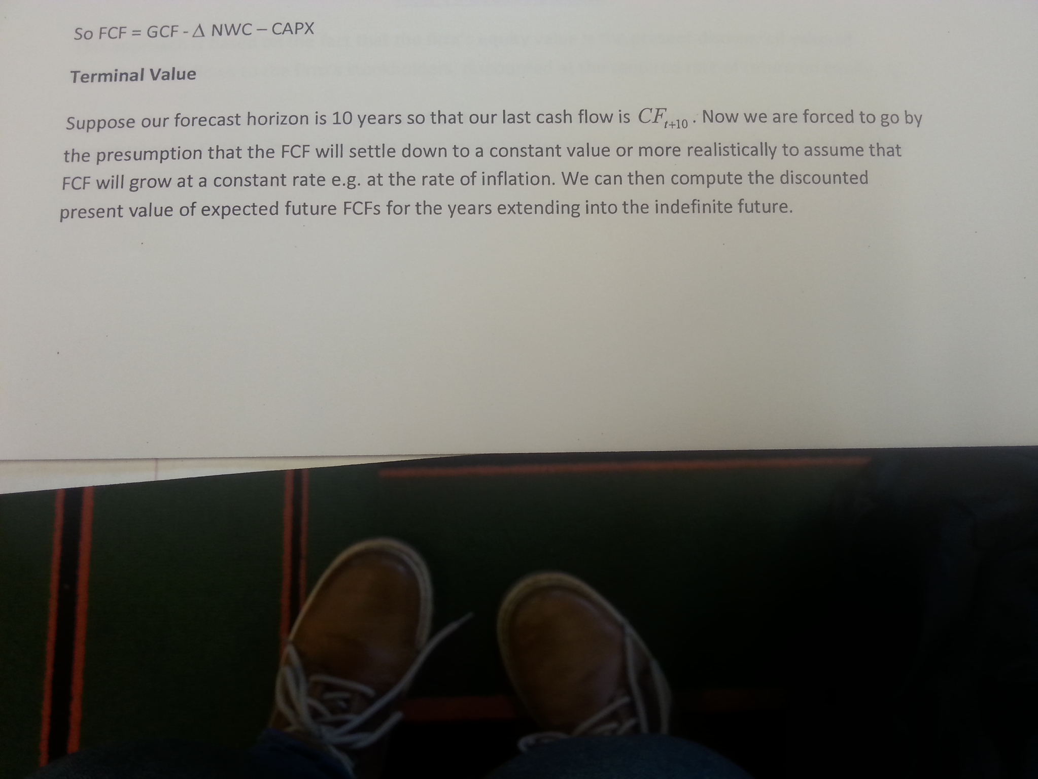 Solved So FCF = GCF - Delta NWC - CAPX Terminal Value | Chegg.com