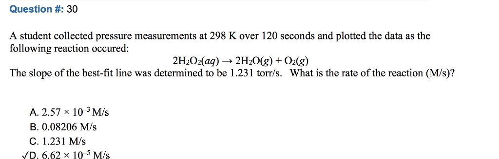 A student collected pressure measurements at 298 K | Chegg.com