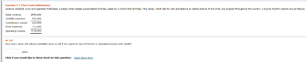 Solved Exercise 3-7 (Part Level Submission) Julianna | Chegg.com