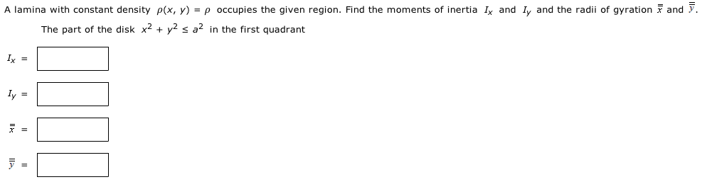 A lamina with constant density rho(x, y) = rho | Chegg.com