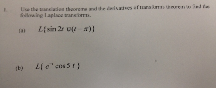 Solved Use the translation theorems and the derivatives of | Chegg.com