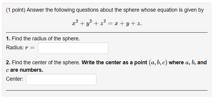 Solved (1 point) Answer the following questions about the | Chegg.com