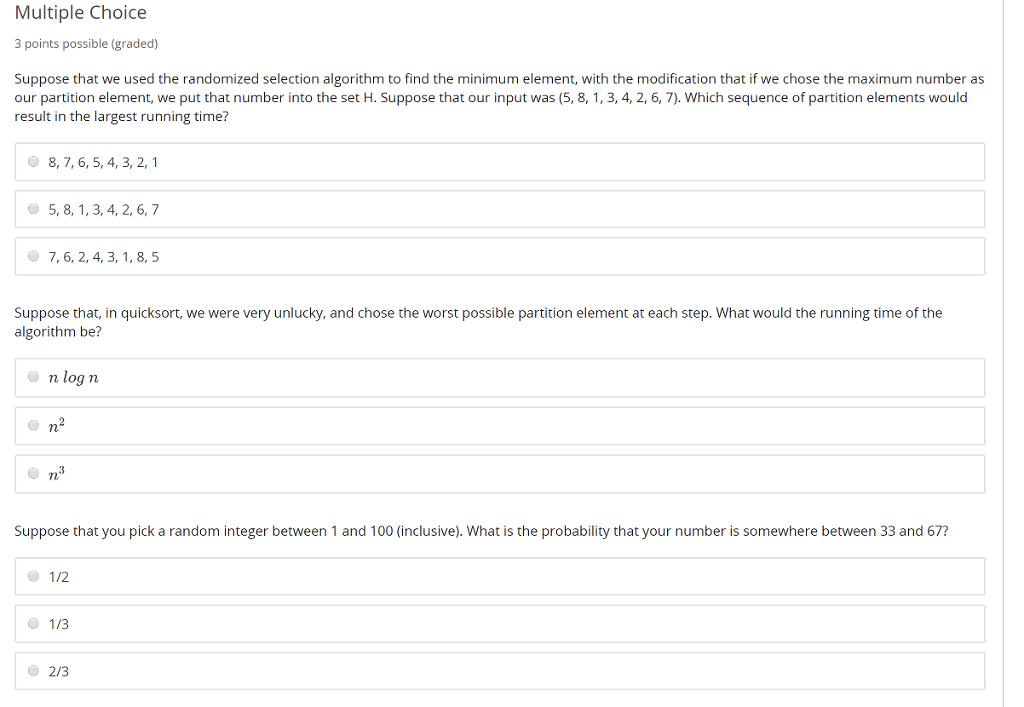 Solved Multiple Choice points possible (graded) Suppose that | Chegg.com
