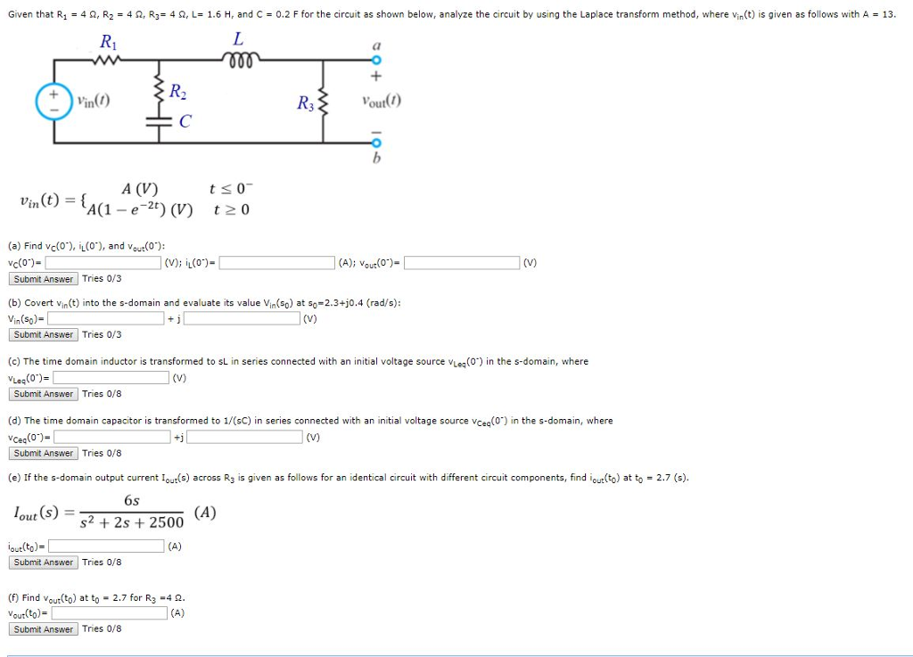 Solved Given that R1 4 ?, R2 = 4 ?, R3= 4 ?, L= 1.6 H, and C | Chegg.com