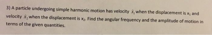 Solved A particle undergoing simple harmonic motion has | Chegg.com