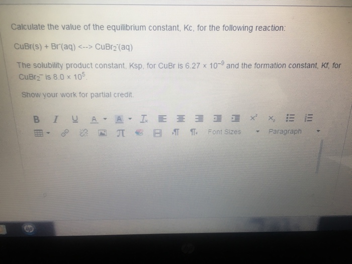 Solved Calculate the value ot the equilibrium constant, Kc | Chegg.com