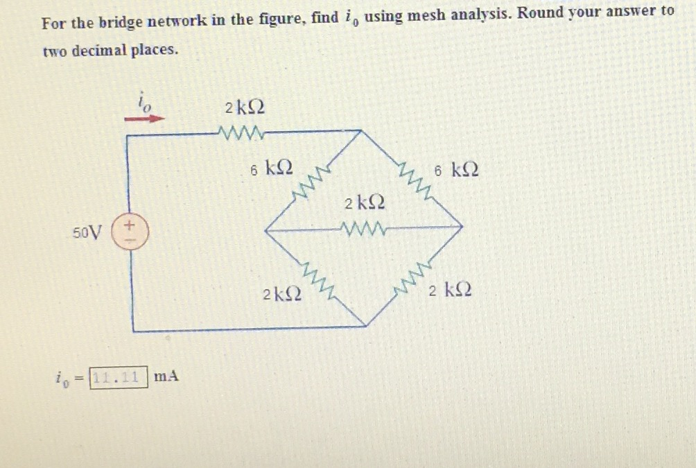 Solved For the bridge network in the figure, find io using | Chegg.com