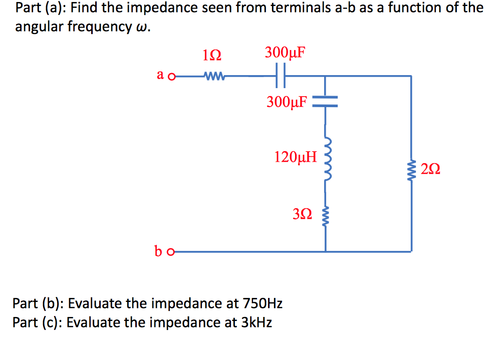Solved Find the impedance seen from terminals a-b as a | Chegg.com