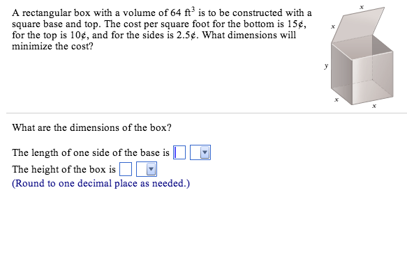 Solved A rectangular box with a volume of 64 ft3 is to be | Chegg.com