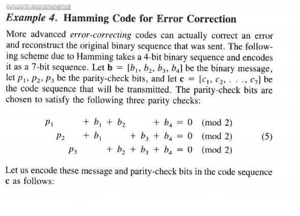 Solved 4. Suppose that in the Hamming code in Example 4, the | Chegg.com