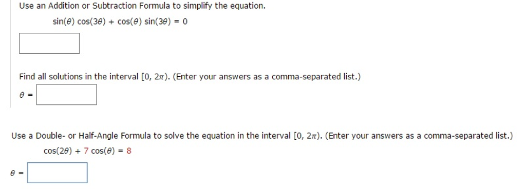 Solved Use an Addition or Subtraction Formula to simplify | Chegg.com