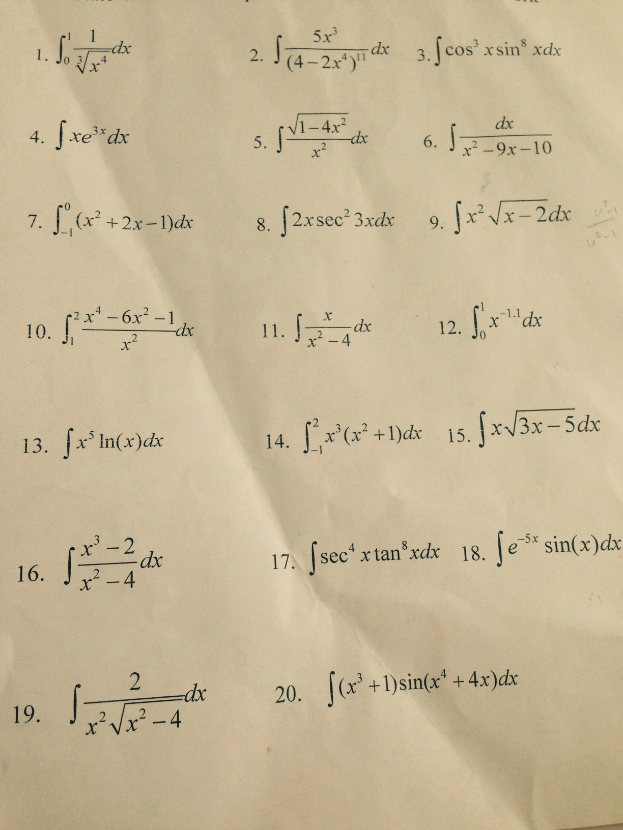 Solved 16. integral x^3-2/x^2-4dx = ? 17. integral | Chegg.com