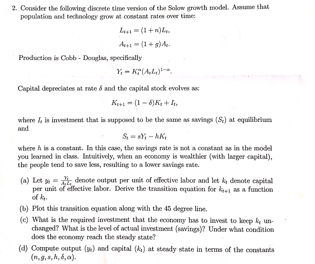 Solved Consider the following discrete time version of the | Chegg.com