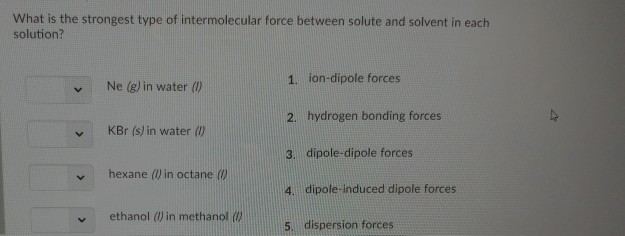 Solved What is the strongest type of intermolecular force | Chegg.com