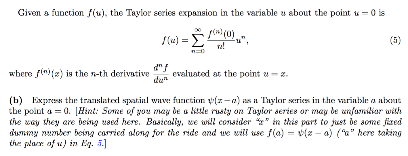 Solved The spatial translation operator T(a) is a linear | Chegg.com