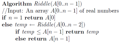 Solved Algorithm Riddle(A[0..n 1) /Input: An array A[0..n 1 | Chegg.com